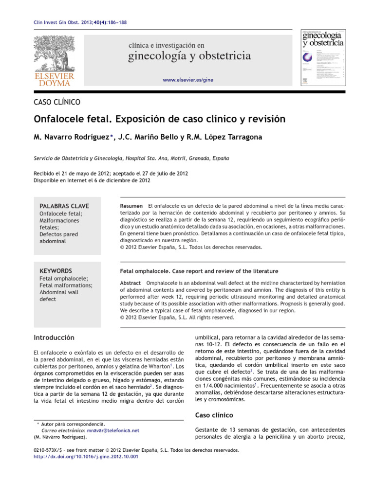 Onfalocele | PDF | El embarazo | Ultrasonido médico