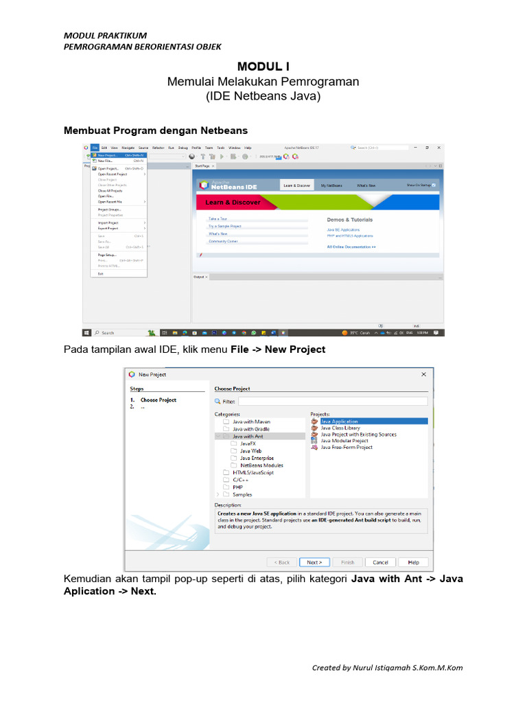 Praktikum Pemrograman Berorientasi Objek MODUL I | PDF | Komputer