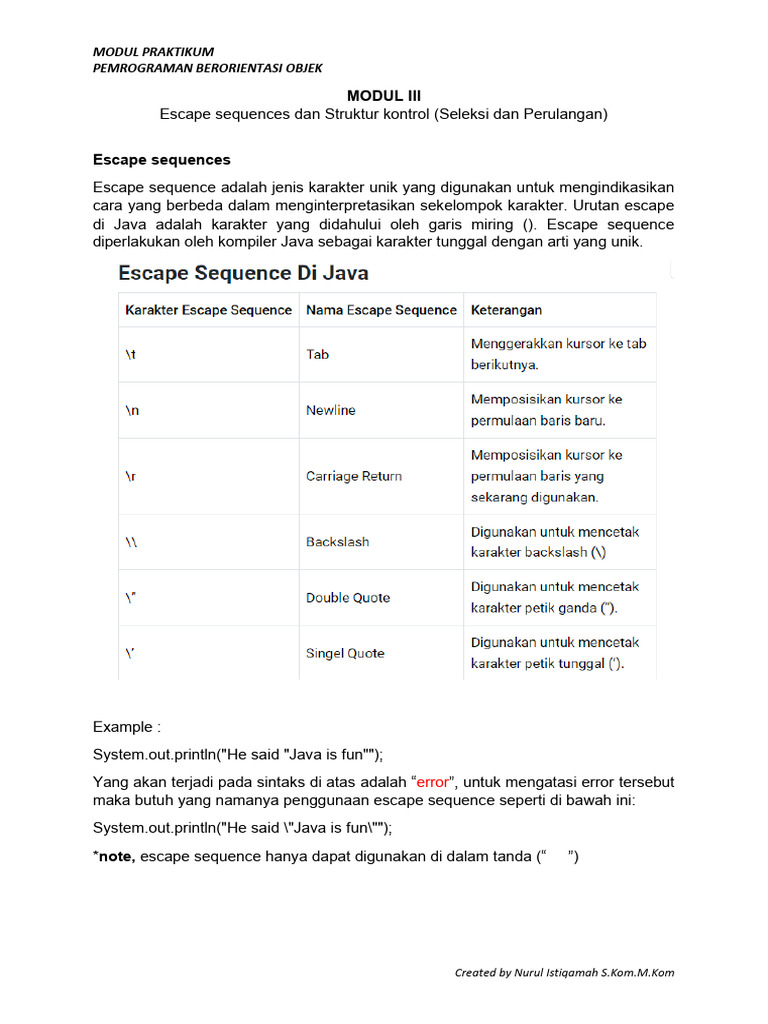 Praktikum Pemrograman Berorientasi Objek MODUL III | PDF