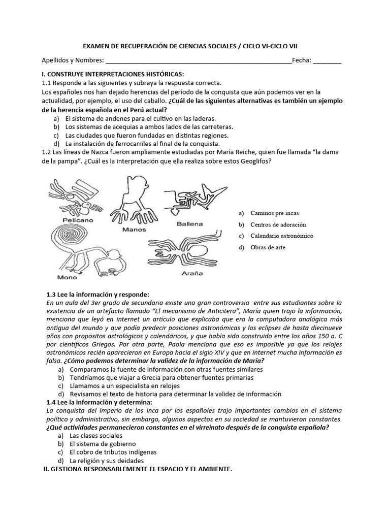 Examen de Recuperacion-Ccss Ciclo Vi-Ciclo Vii 2024 | PDF | Perú | Desarrollo sostenible