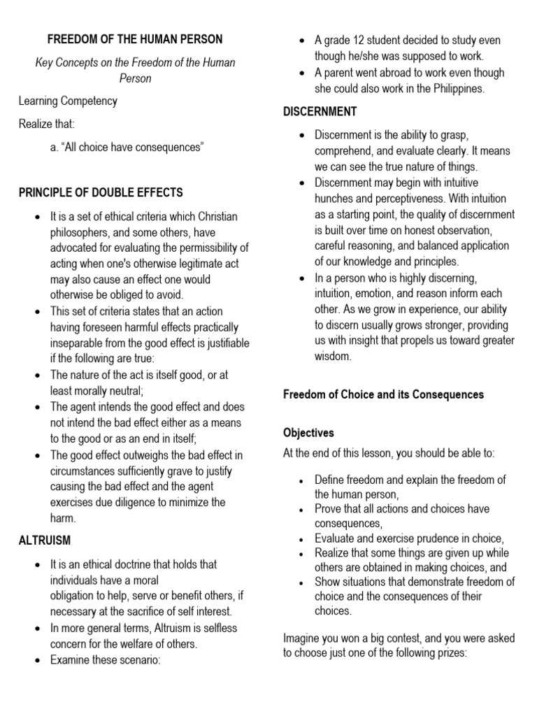 Freedom of The Human Person | PDF