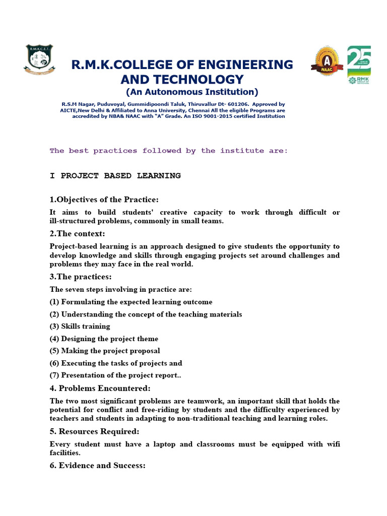 Best Practice Report 2022-23 | PDF | Project Based Learning | Curriculum