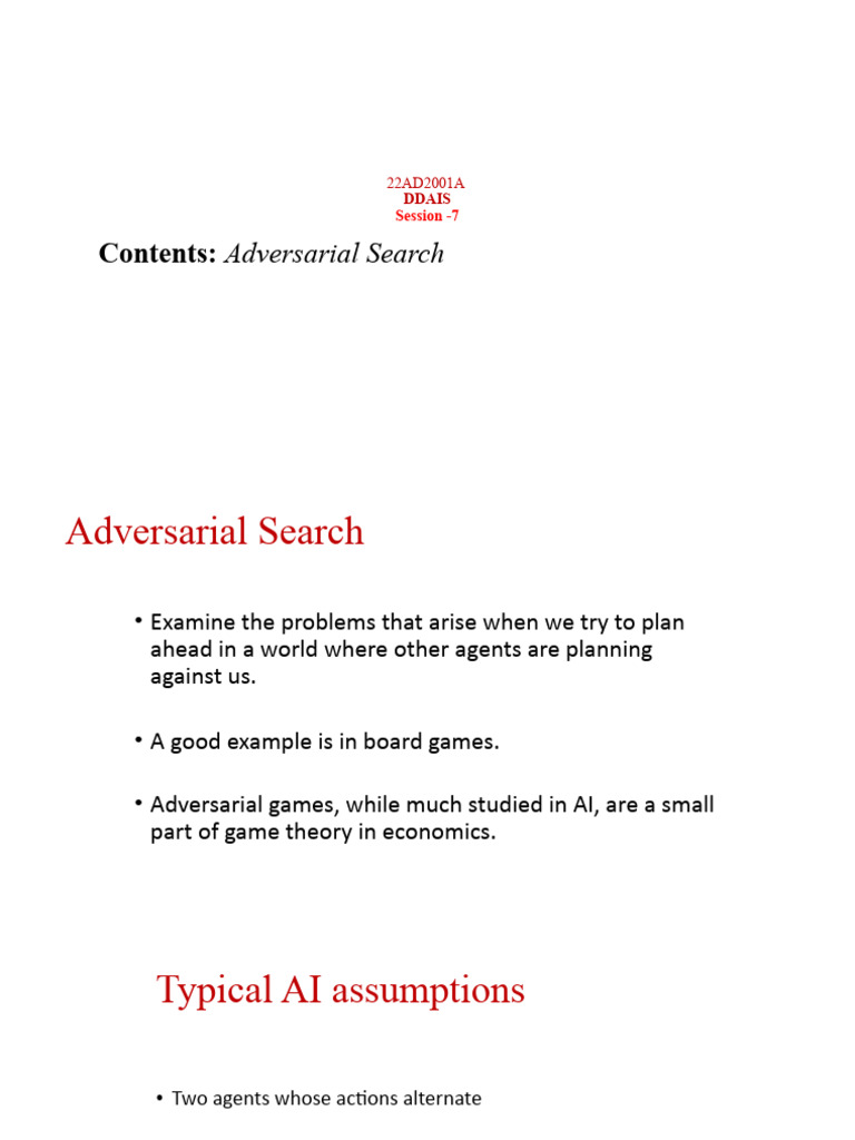 DDAIS Adversarial Search | PDF