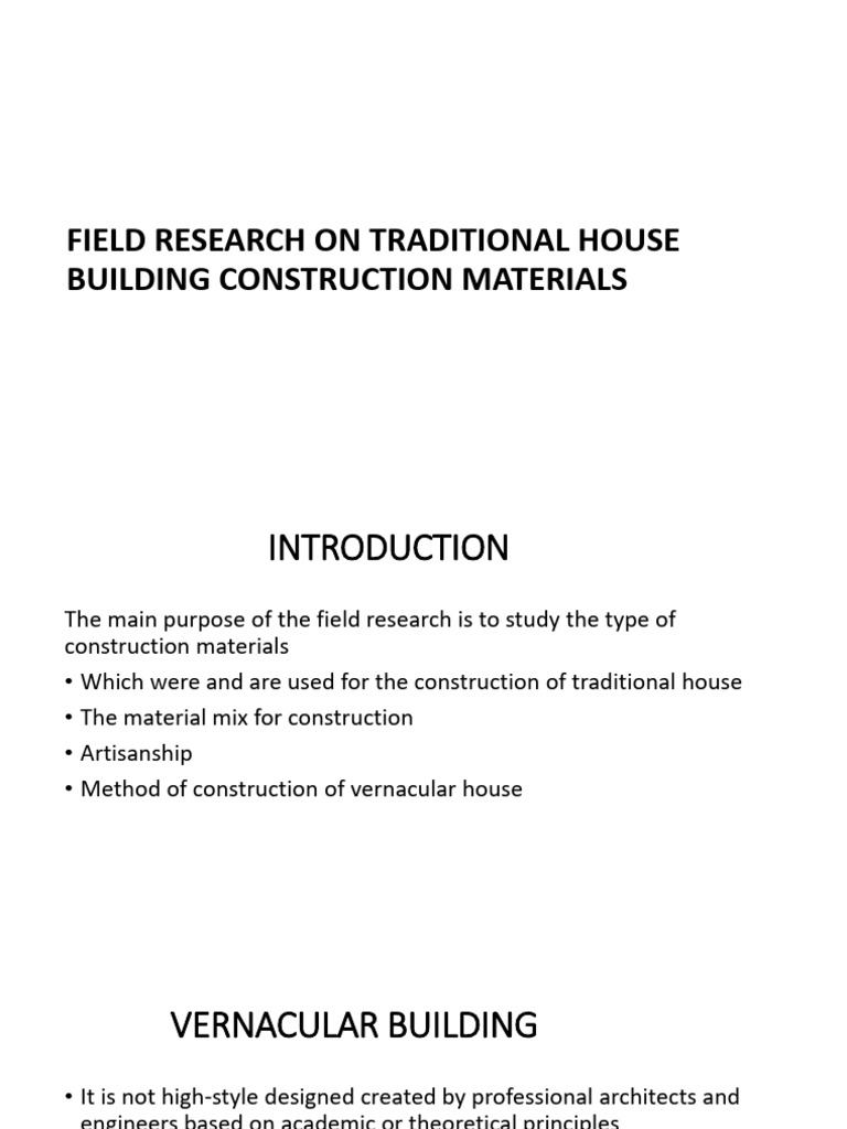 Traditional Construction Material Presentation | PDF | Roof | Wood