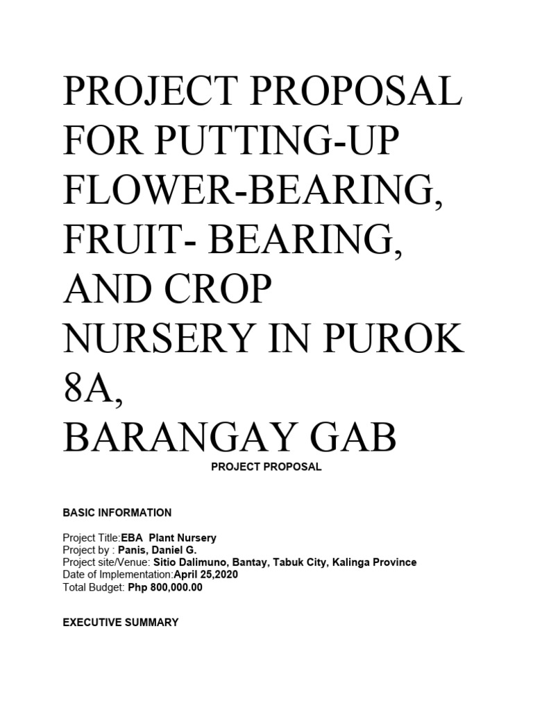 Eba Project Proposal | Download Free PDF | Plant Nursery | Seed