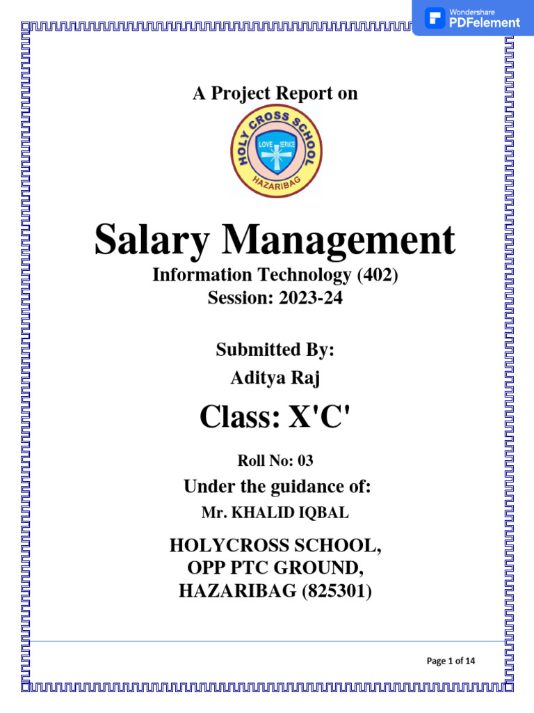 Class 10 Salary Management Project | PDF