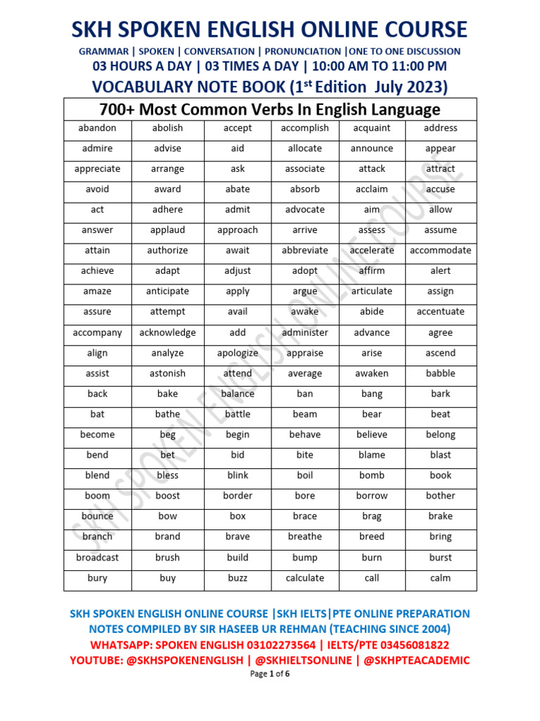 SKH Vocabulary Note Book | PDF