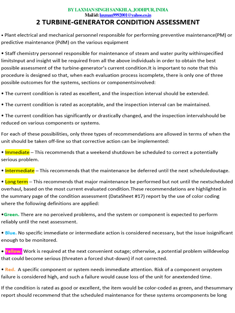 Upload 3 TURBINE-GENERATOR CONDITION ASSESSMENT | PDF