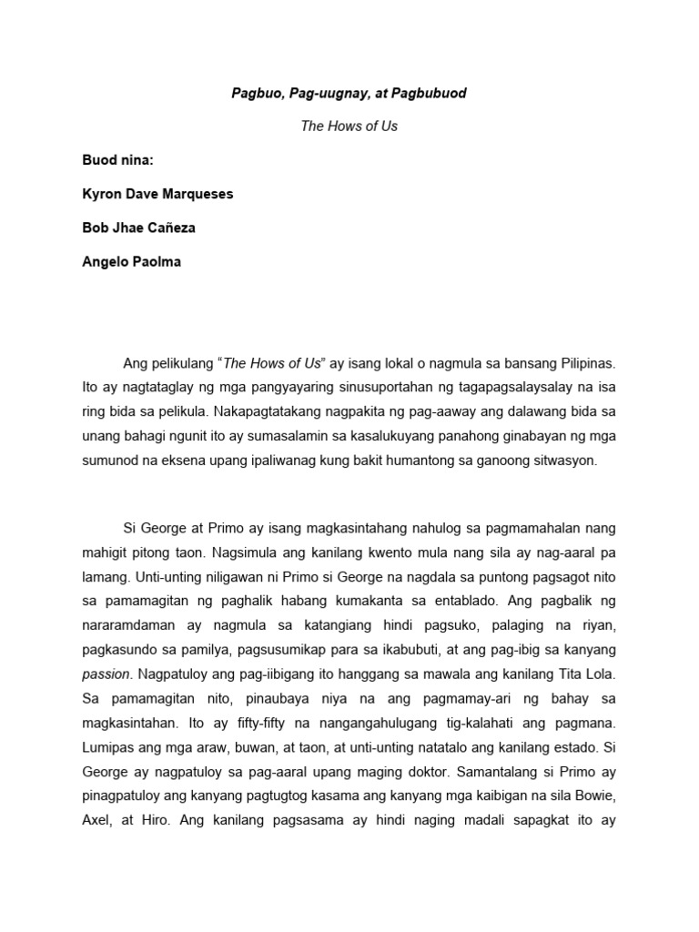 The Hows of Us Buod 5 1 | PDF