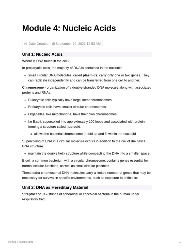 Module 4 Nucleic Acids | PDF