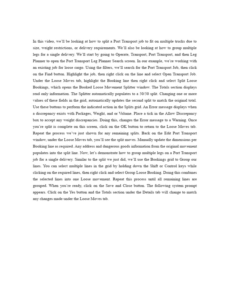 1LOC007 - How Do I Split Legs To Multiple Trucks or Group Multiple Legs ...