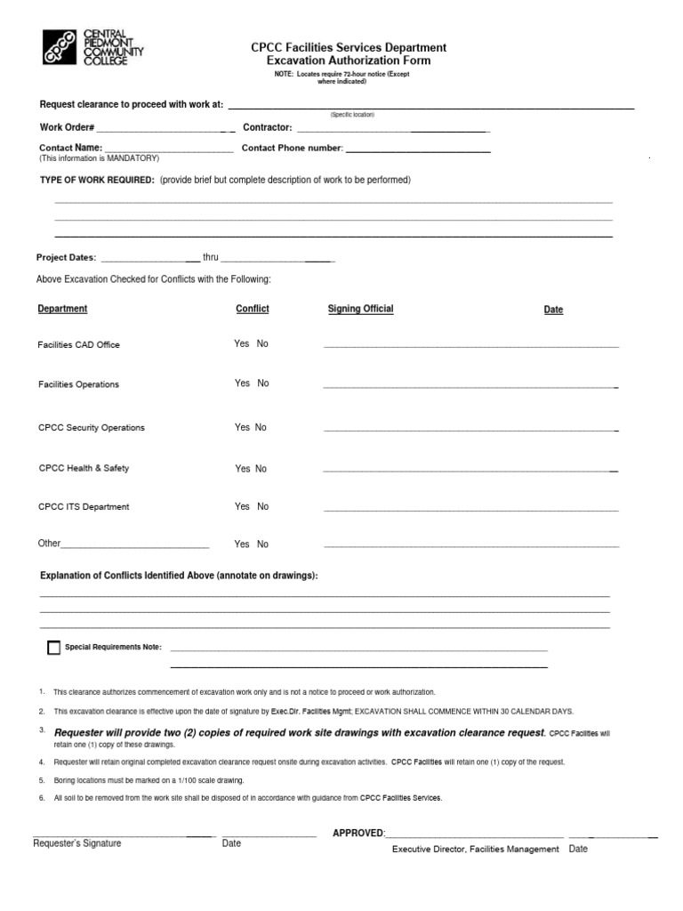 CPCC Excavation Request Form | PDF