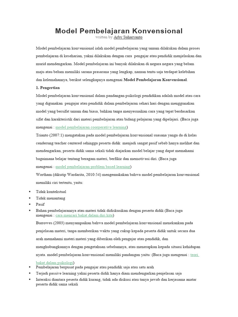 Model Pembelajaran Konvensional | PDF
