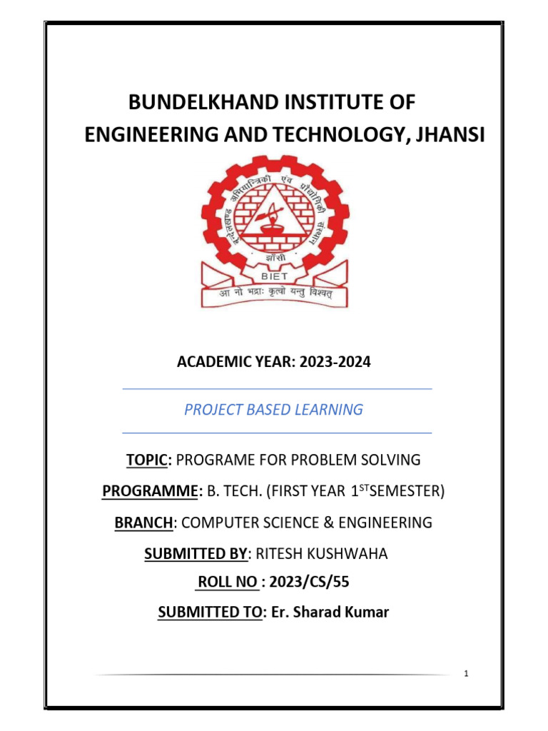 B.Tech CSE Problem Solving Program | PDF