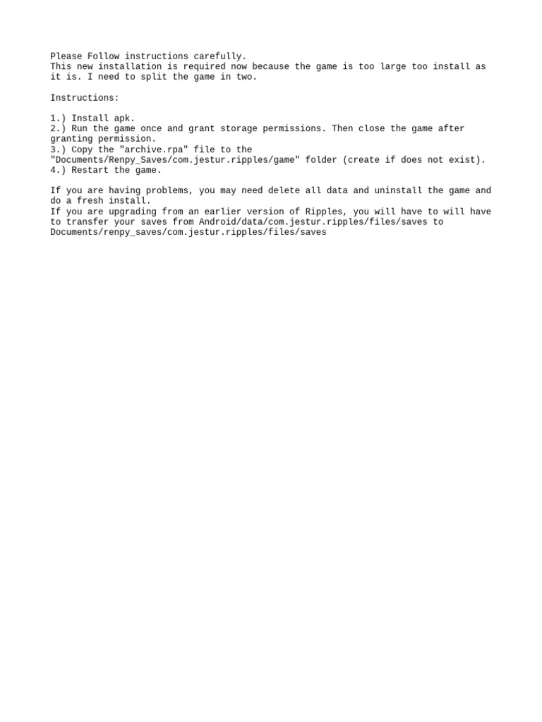 !!!READ FIRST!!! Installation Instructions | PDF | Games & Activities ...