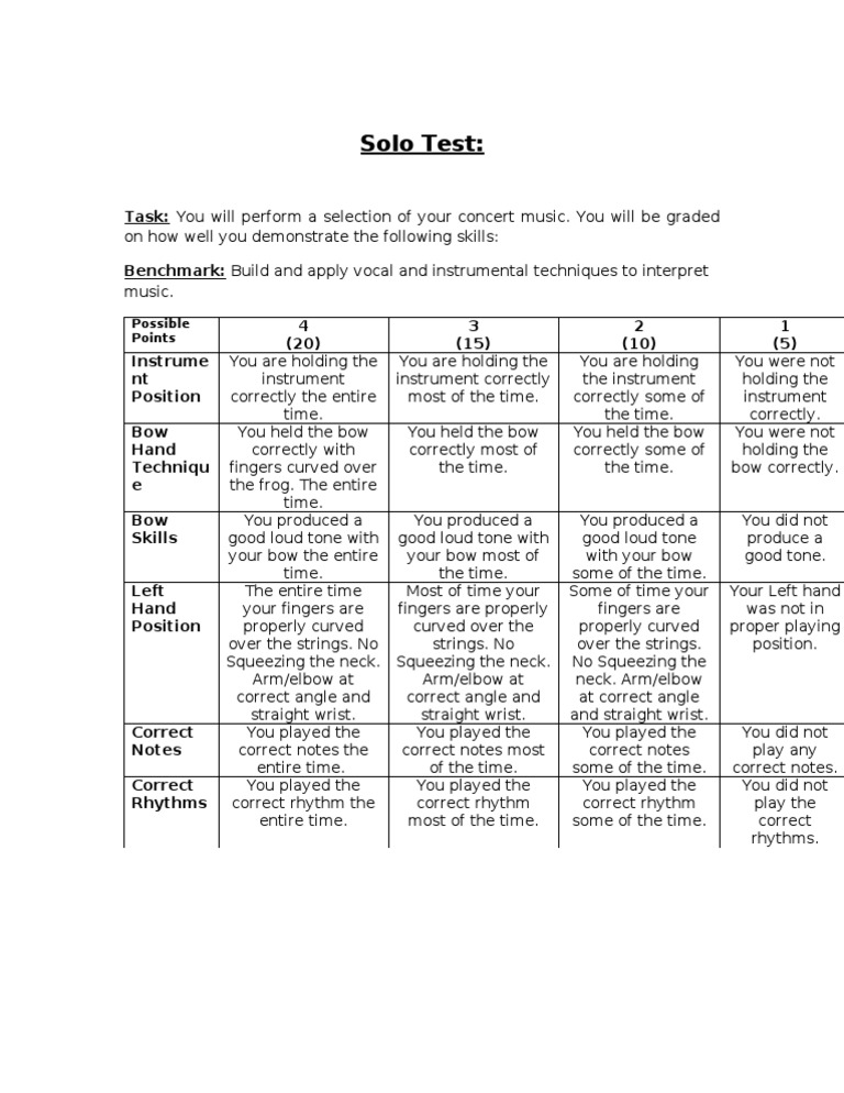Solo Music Performance Evaluation | PDF | Language Arts & Discipline | Art