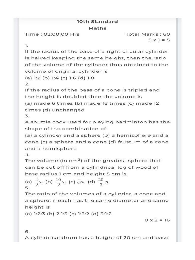 Mensuration Class 10th Advanced | PDF