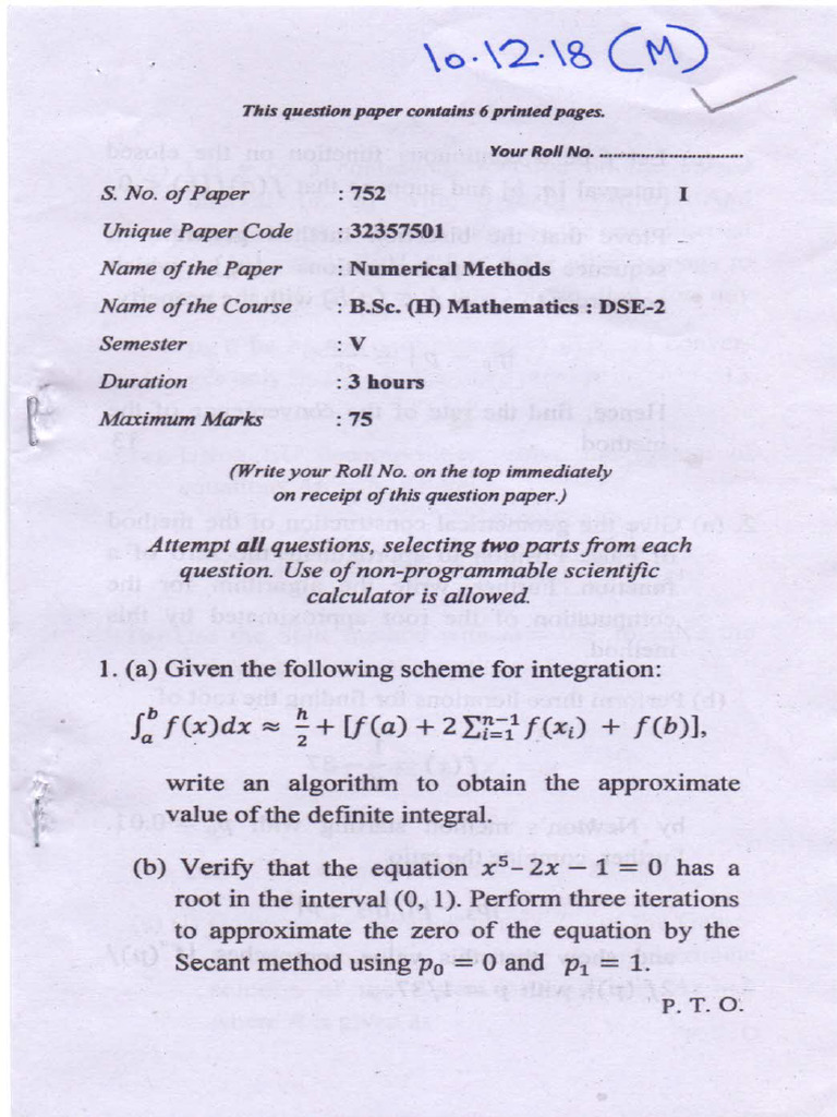 Numerical Methods DSE-2 | PDF
