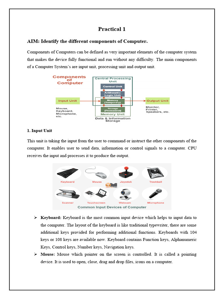 Practical 1: AIM: Identify The Different Components of Computer | PDF | Computer Data Storage ...