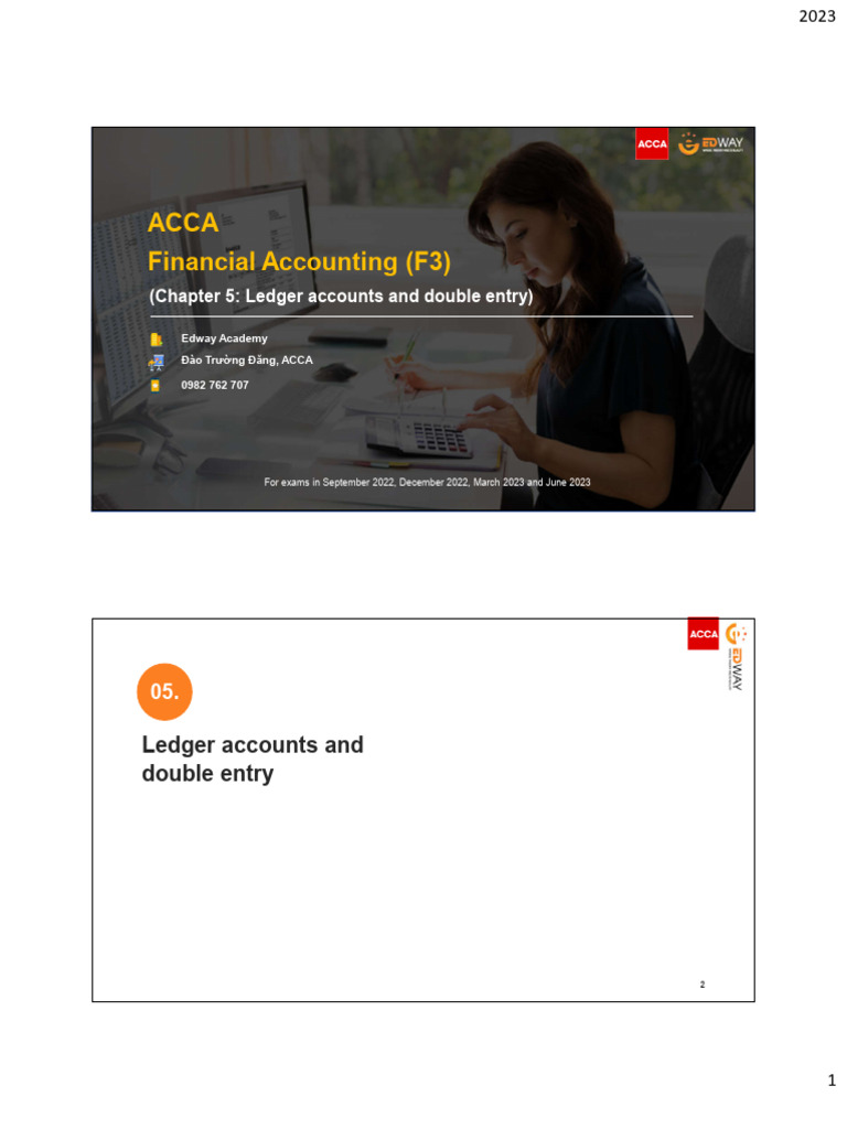 ACCA - FA (F3) - Chapter 5 - Ledger Accounts and Double Entry (Used For Student) | PDF