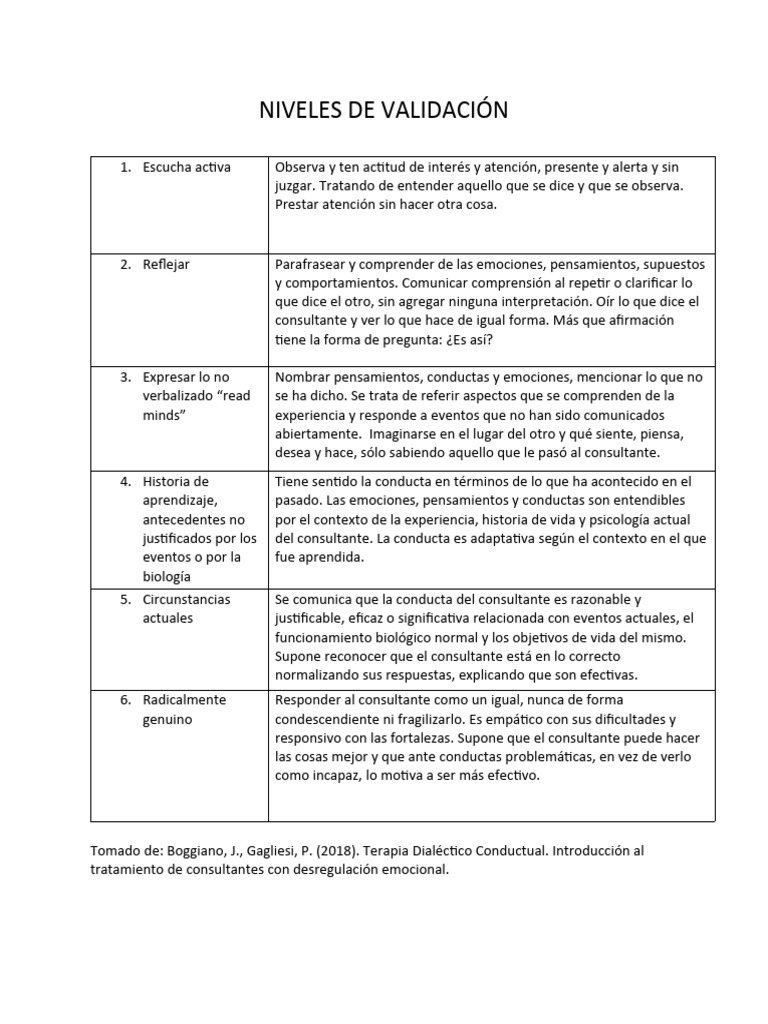Niveles de Validacion | PDF