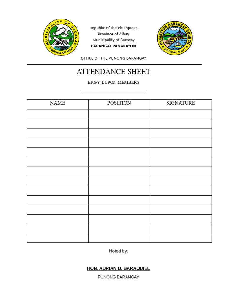 Attendance of Lupon Members | PDF