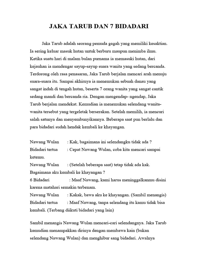 Jaka Tarub Dan 7 Bidadari | PDF