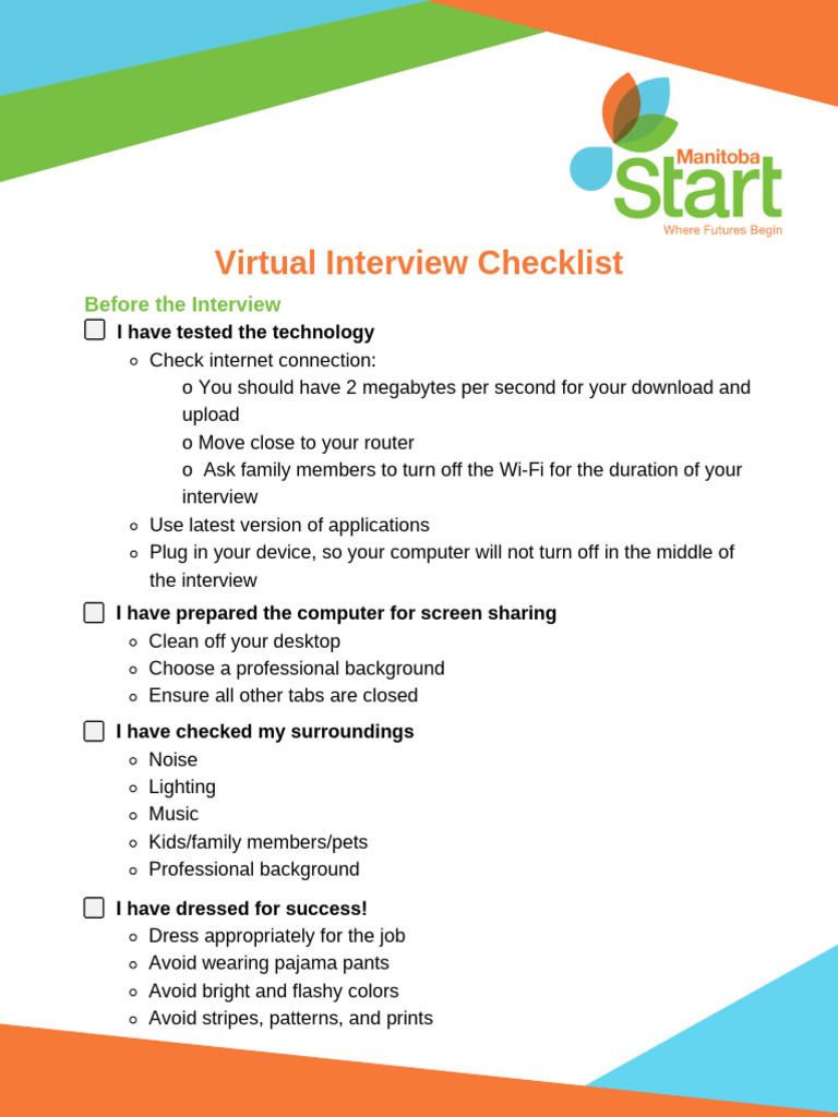 Virtual Interview Checklist | PDF