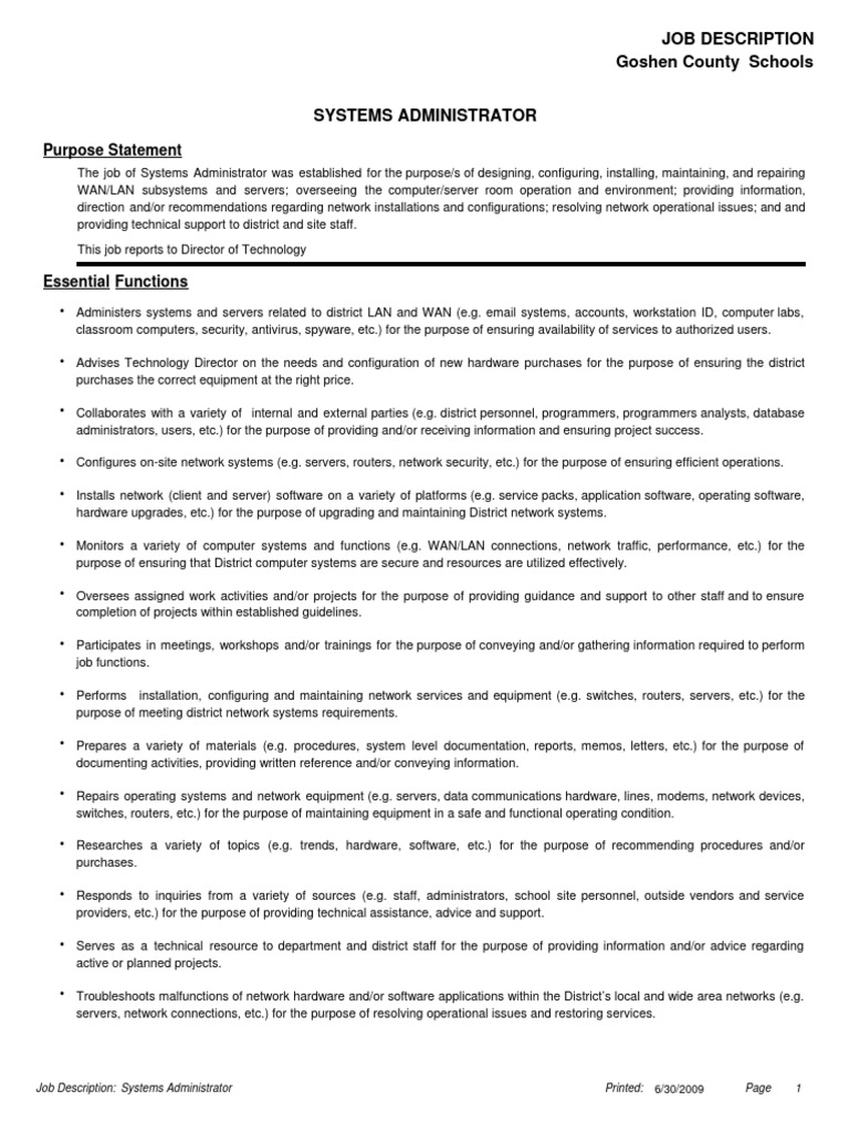 Tech System Administrator | PDF | Computer Network | Server (Computing)