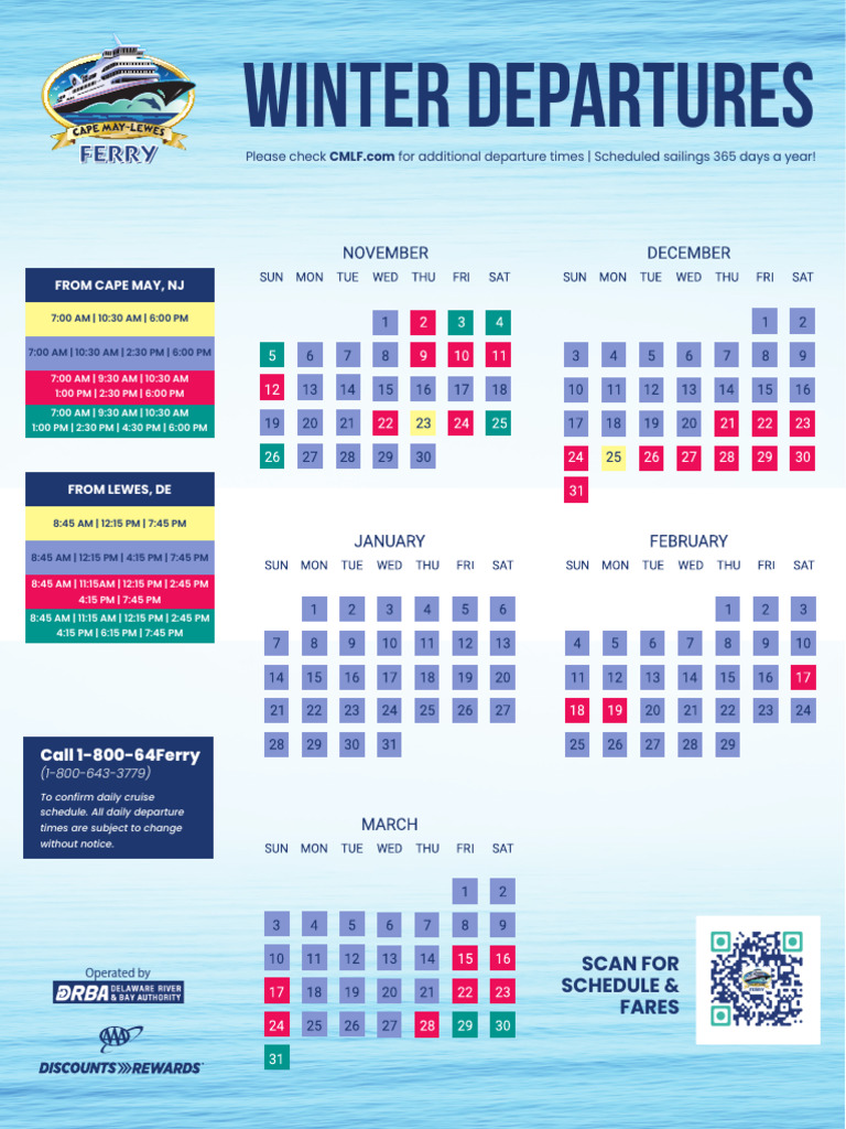 Cape_May_Lewes_Ferry_Fall-Winter-Schedule-2023-2024 | PDF