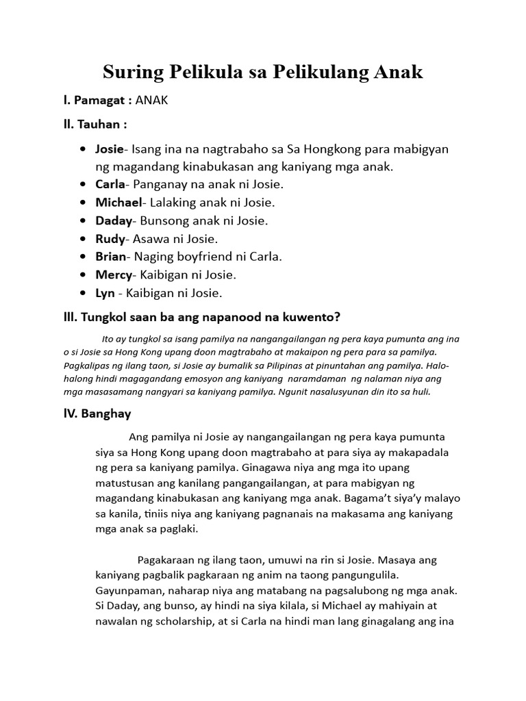 Suring Pelikula Sa Pelikulang Anak | PDF