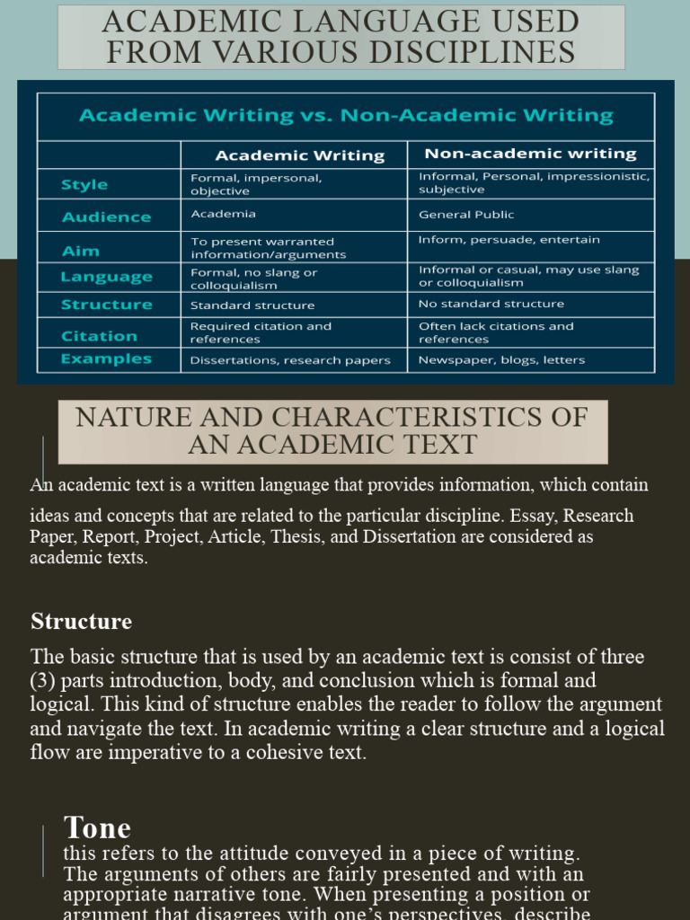 Academic Language Used From Various Disciplines | PDF | Subject ...