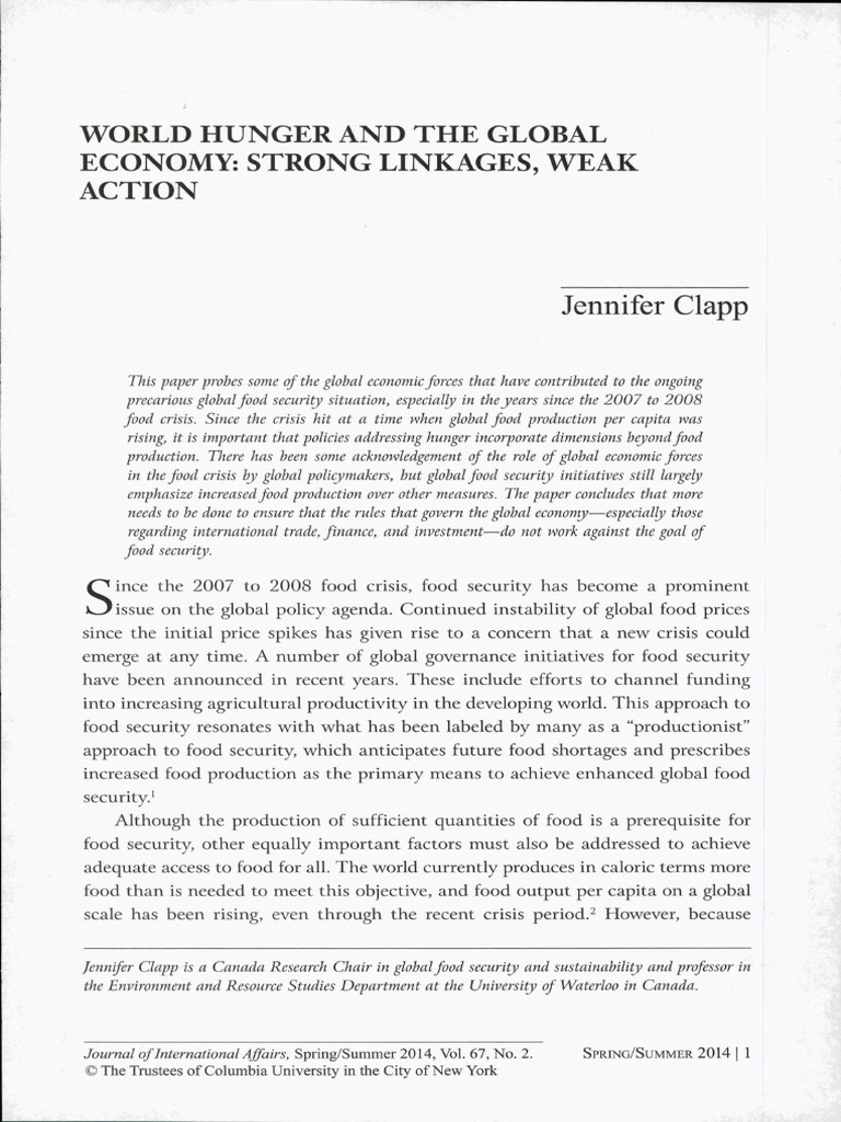 Hunger | PDF | Food Security | Hunger