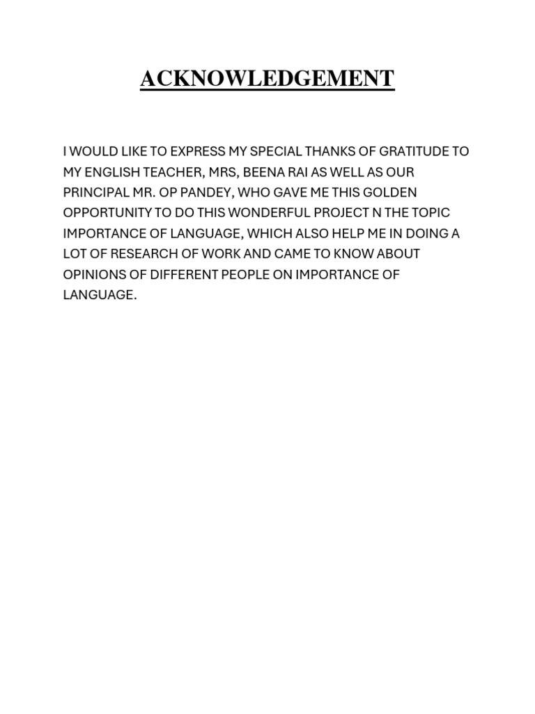 Acknowledgement English | PDF