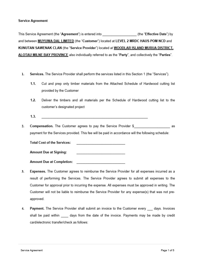 Timber Service Agreement Template | PDF | Arbitration | Mediation
