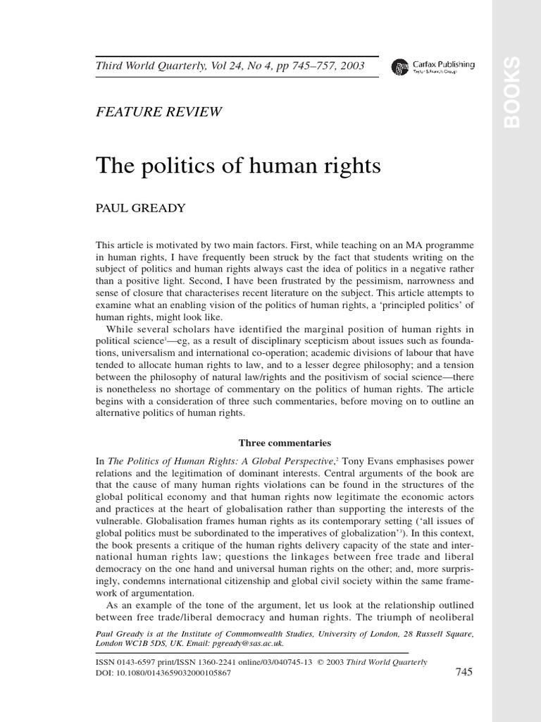 The Politics of Human Rights: Feature Review | PDF | Human Rights | Marxism