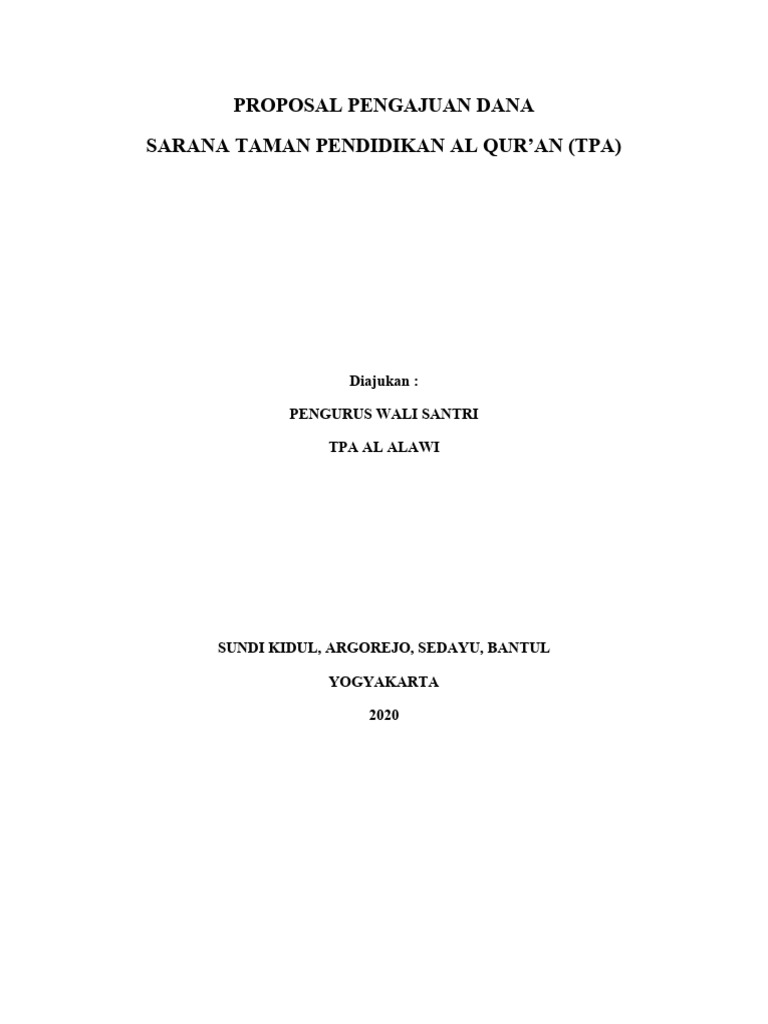 Contoh PROPOSAL PENGAJUAN DANA TPA | PDF