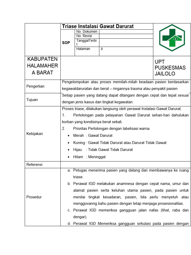 Triase Instalasi Gawat Darurat | PDF