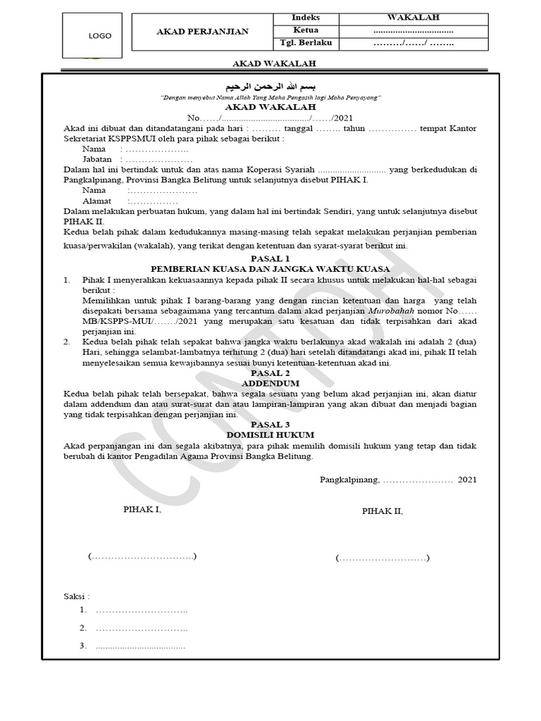 Akad Wakalah | PDF