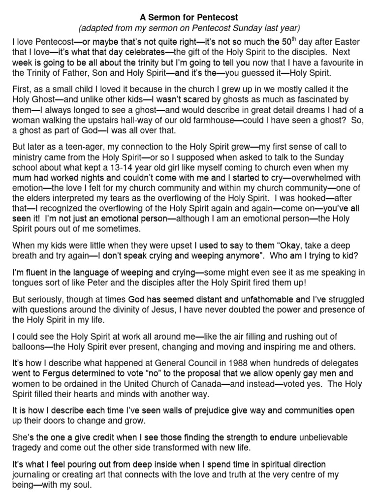 A Pentecost Sermon | PDF | Pentecost | Holy Spirit