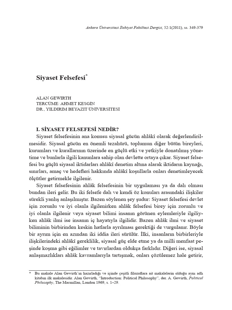 Siyaset Felsefesi | PDF
