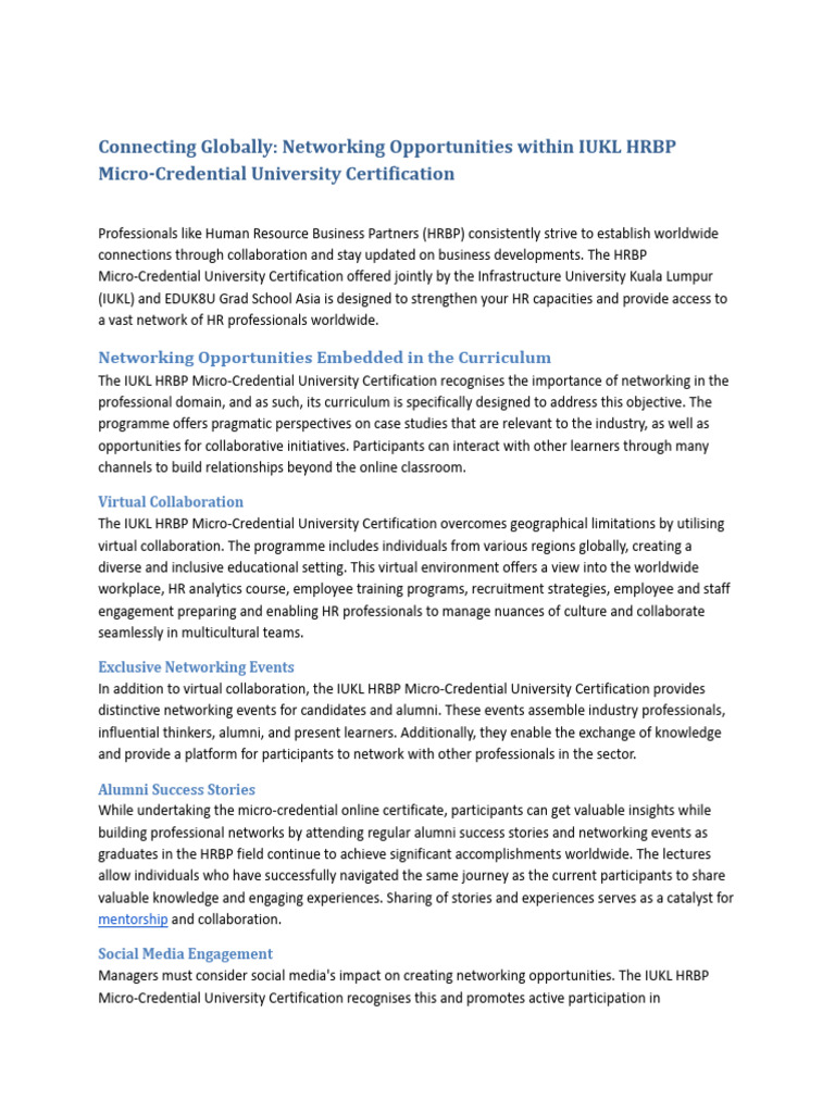 Connecting Globally With HRBP | PDF