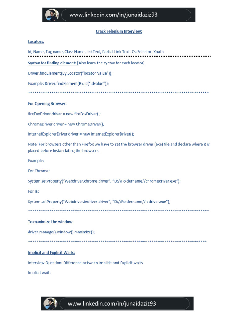 Selenium & Java Interview Question | PDF