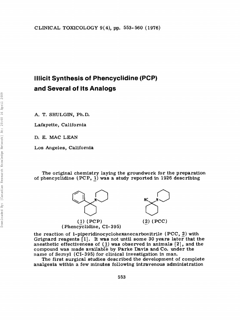 Illicit Synthesis of Phencyclidine (PCP) | PDF