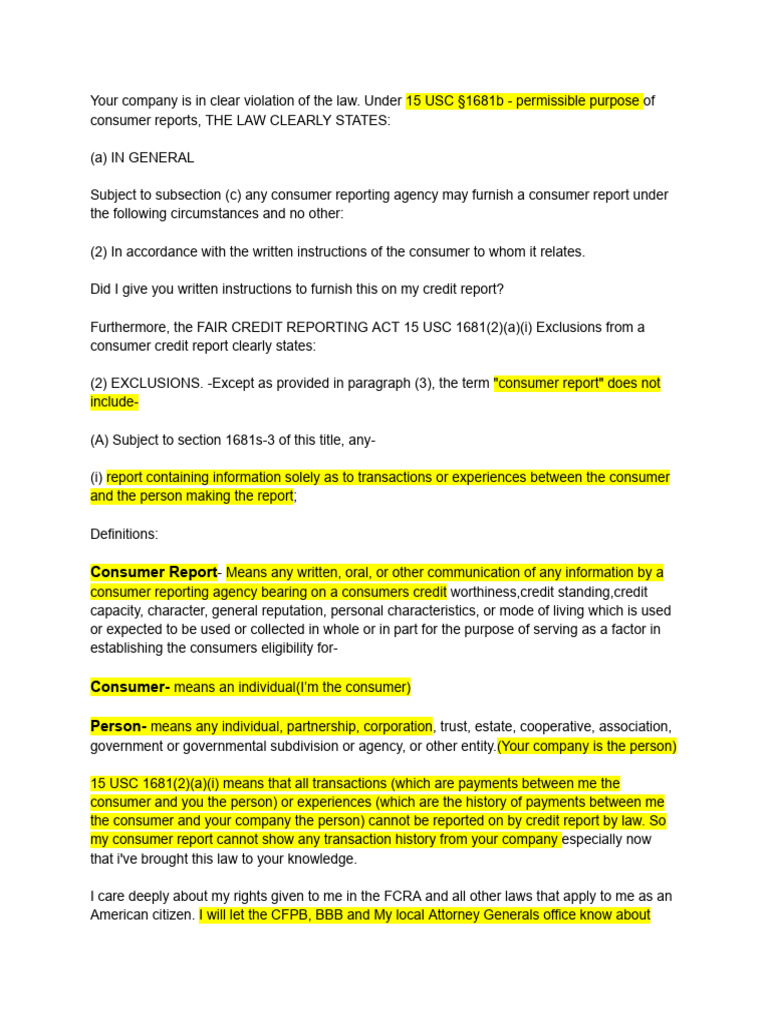 Bureau Payment History Letter of Laws | PDF | Credit Bureau | Business