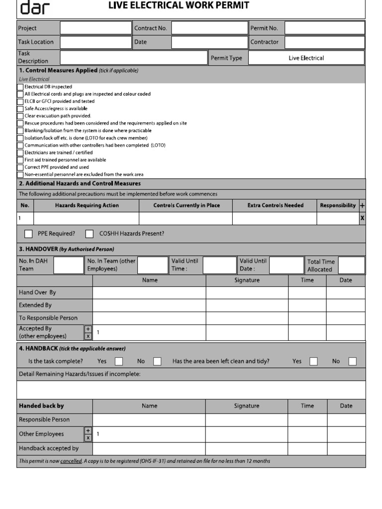 Live electrical PTW | PDF