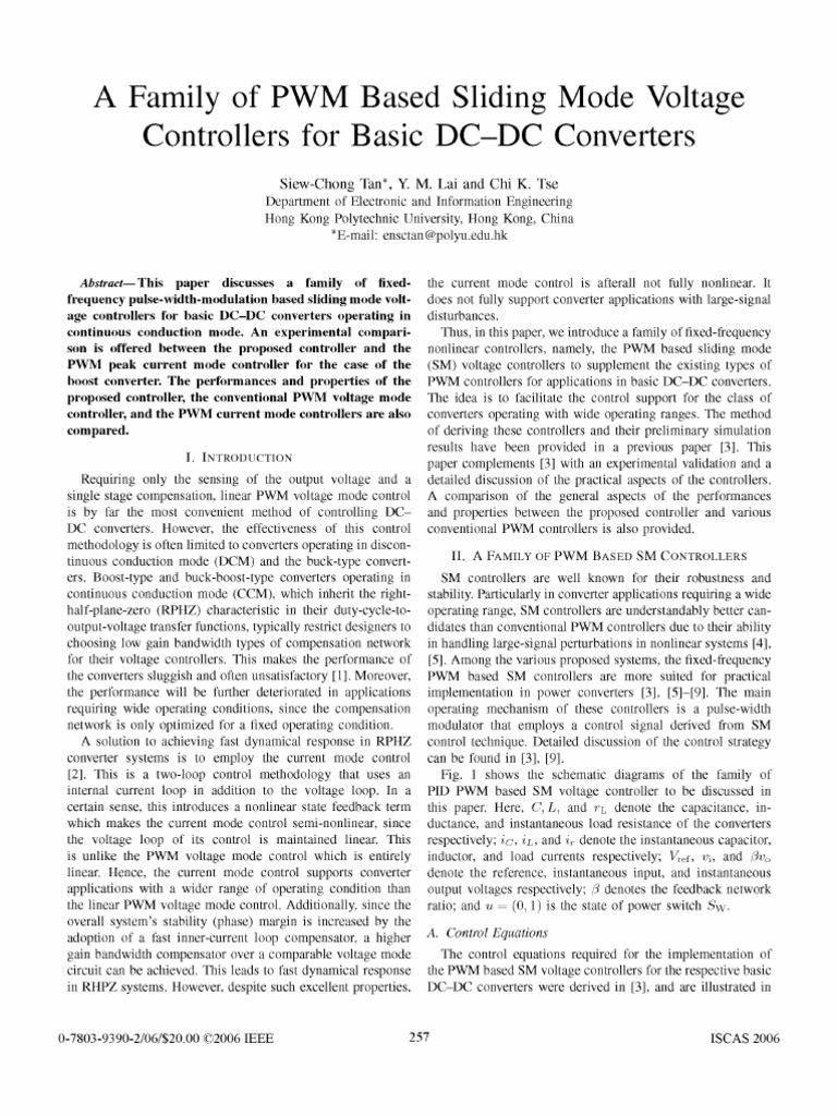 A Family of PWM Based Sliding Mode Voltage Controllers For Basic DC DC Converters | PDF ...