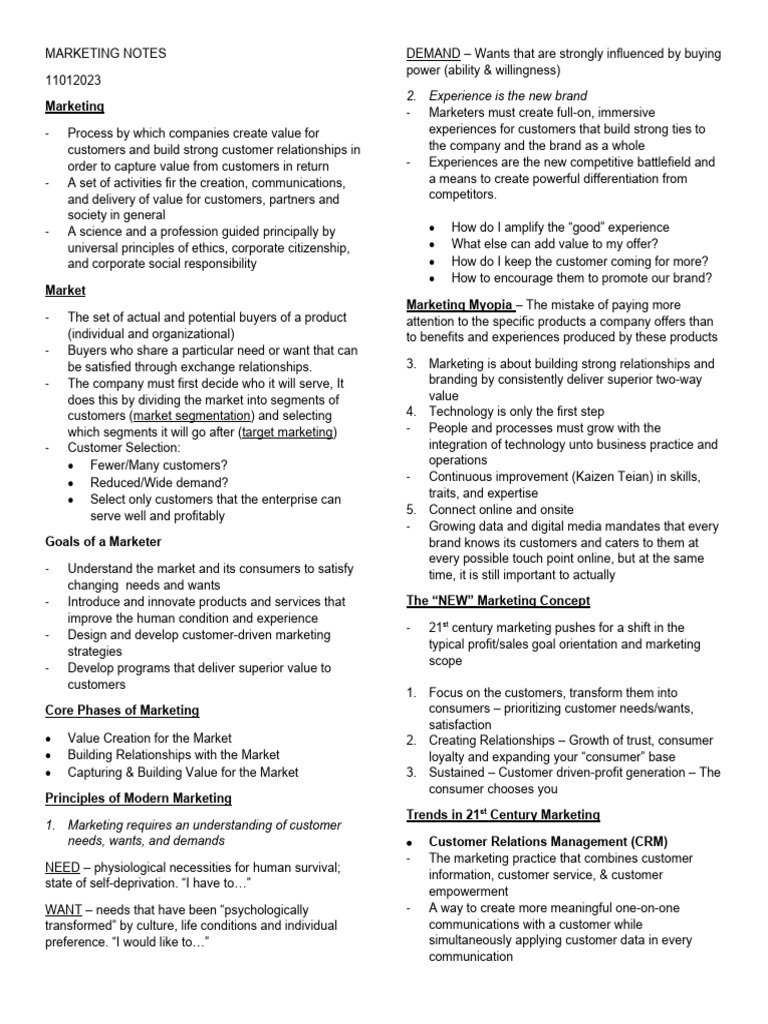 Marketing Notes | PDF