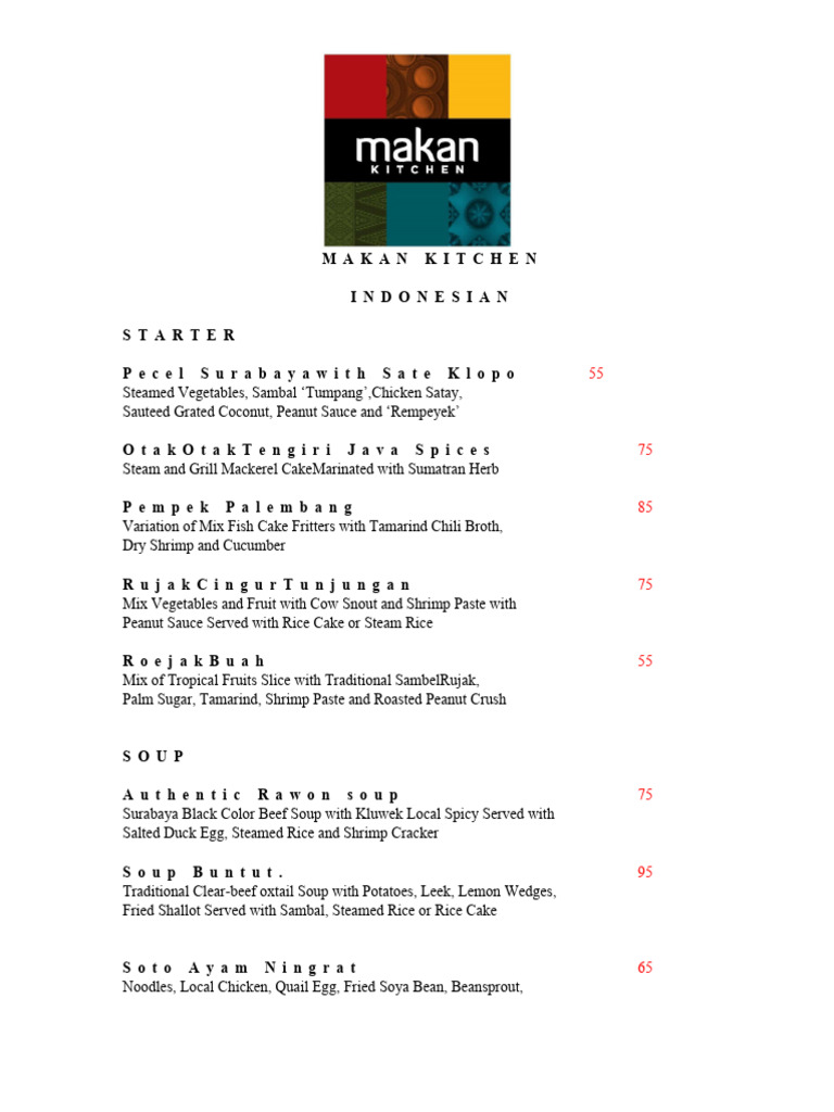 Indonesian Food Menu Highlights | PDF