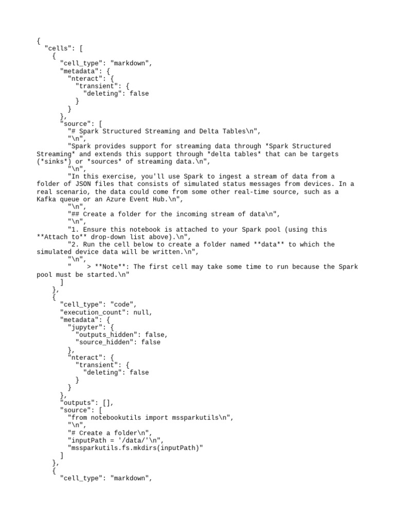Spark Structured Streaming and Delta Tables - Ipynb | PDF